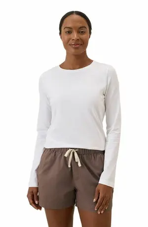 PACT Luxe Stretch Jersey Slim Long Sleeve Tee - White