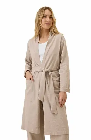 PACT Organic Cotton Cool Stretch Lounge Duster - Oat Heather