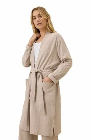 PACT Organic Cotton Cool Stretch Lounge Duster - Oat Heather
