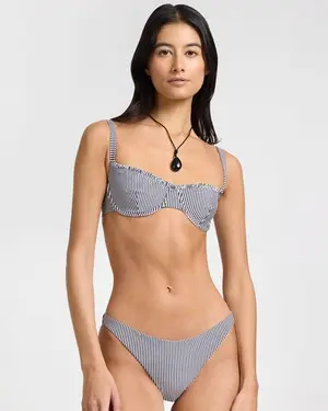Onia Marilyn Bikini Top - Noir Navy/white