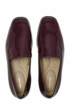 LANDS' END Classic Leather Loafers - Royal Burgundy Leather