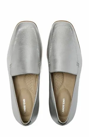 LANDS' END Classic Leather Loafers - Silver Leather