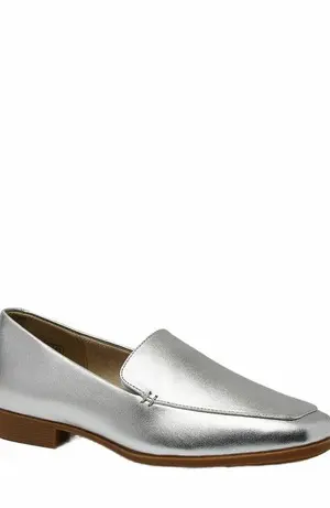 LANDS' END Classic Leather Loafers - Silver Leather