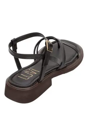 FOREVER & ALWAYS SHOES Antas Leather Flat Sandals - Brown Leather