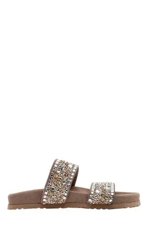 FOREVER & ALWAYS SHOES Jamie Leather Slide Sandal - Tan Leather