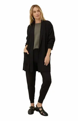 PACT Organic Cotton Airplane Wrap Cardigan - Black