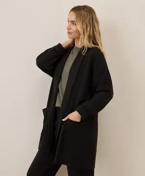 PACT Organic Cotton Airplane Wrap Cardigan - Black