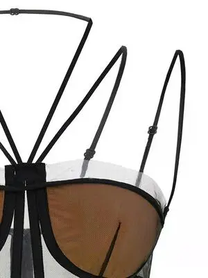 NENSI DOJAKA Sheer-paneled Corset Top