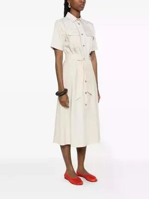 Woolrich Tied-waist Midi Shirt Dress - Neutrals