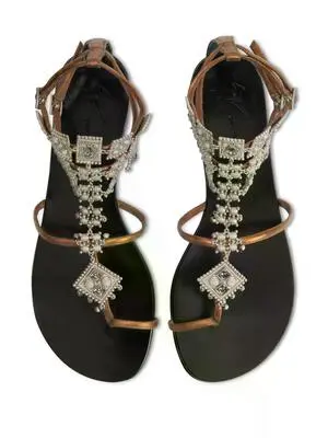 GIUSEPPE ZANOTTI Amira Flat Sandals - Brown