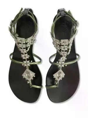 GIUSEPPE ZANOTTI Amira Embellished Sandals - Green