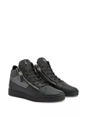 GIUSEPPE ZANOTTI Kriss Leather Mid-top Sneakers - Black