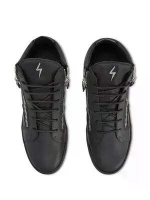 GIUSEPPE ZANOTTI Kriss Leather Mid-top Sneakers - Black