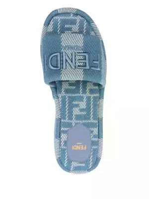 Fendi Logo-embroidered Slides - Blue