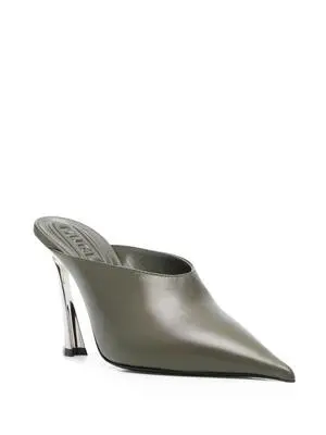 MUGLER 95mm Suede Mules - Green