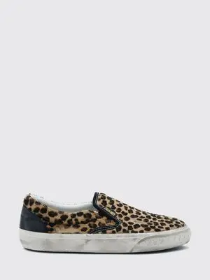GOLDEN GOOSE Leopard Print Pony Hair Slip-on Sneakers - Multicolor