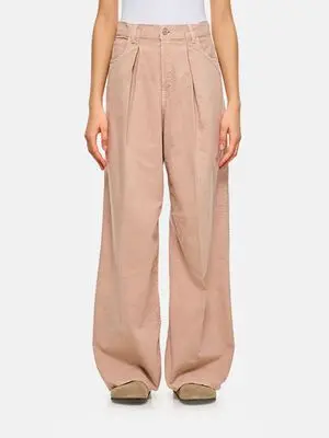 HAIKURE Pleated Wide Leg Jeans - Nude