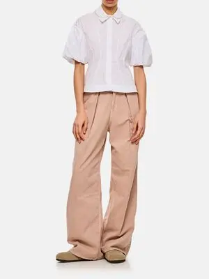 HAIKURE Pleated Wide Leg Jeans - Nude