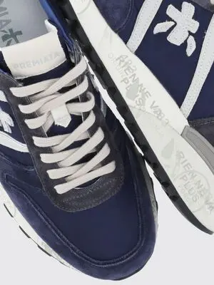 Premiata Lander Suede And Nylon Lace-up Sneakers - Blue
