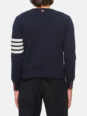 Thom Browne Sweater With Signature Striped Sleeves - Blue
