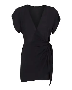VIX PAULA HERMANNY Emily Wrap Dress Swim Cover-up - Black