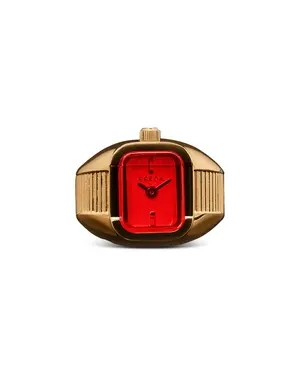 BREDA Nocturne Expandable Ring Watch, 16mm - Red/gold
