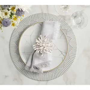 KIM SEYBERT Chambray Fringe Napkin - Gray