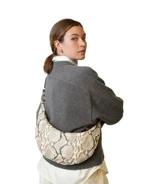 HYER GOODS 3-in-1 Convertible Hobo Ring Bag - White Python No
