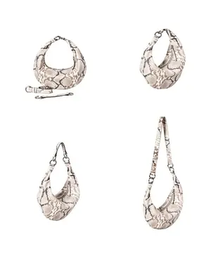 HYER GOODS 3-in-1 Convertible Hobo Ring Bag - White Python No