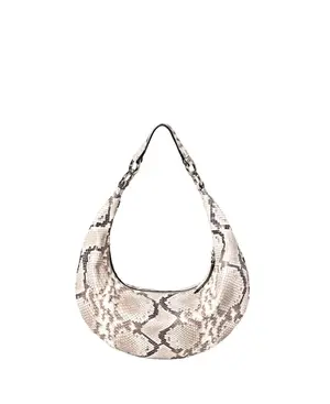 HYER GOODS 3-in-1 Convertible Hobo Ring Bag - White Python No