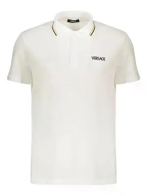 Versace Short Sleeve Cotton Polo Shirt - White