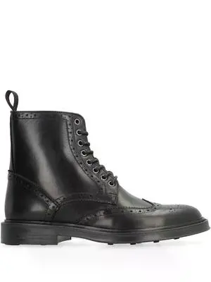 Bruno Magli Brogue-detail Lace-up Boots - Black