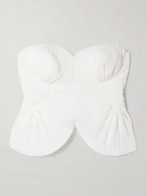 Cult Gaia Jace Strapless Plissé-voile Bustier Top - Neutrals