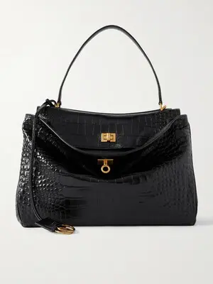 Balenciaga Rodeo Medium Croc-effect Leather Tote