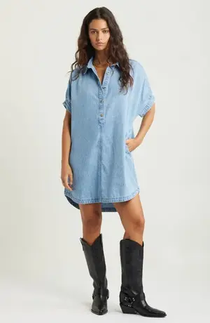 Treasure & Bond Chambray High-low Shift Dress