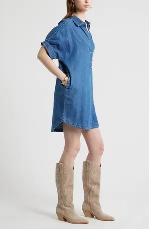 Treasure & Bond Chambray High-low Shift Dress