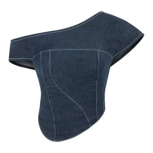 JENDUE Vonk Asymmetric Denim Top