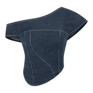 JENDUE Vonk Asymmetric Denim Top