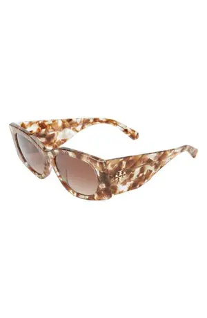 Tory Burch Kira Rectangular Sunglasses - Clear / Brown Tort