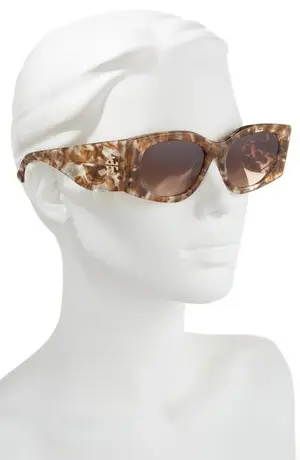Tory Burch Kira Rectangular Sunglasses - Clear / Brown Tort