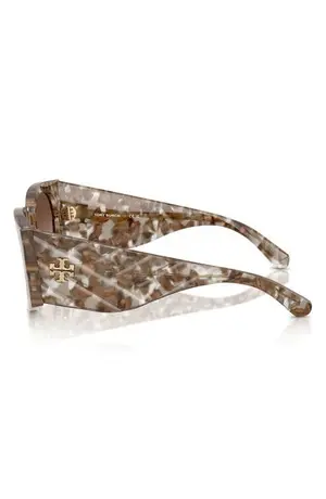 Tory Burch Kira Rectangular Sunglasses - Clear / Brown Tort