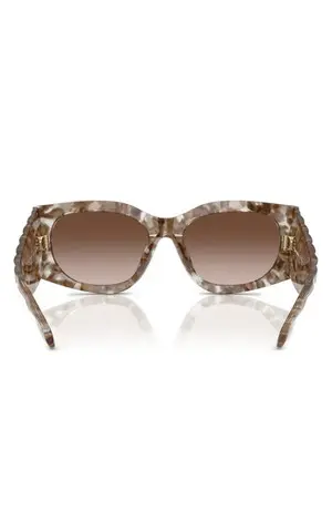 Tory Burch Kira Rectangular Sunglasses - Clear / Brown Tort