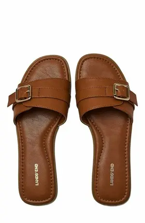 LANDS' END Sunshine Slide Sandals - Cognac