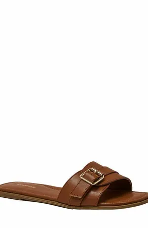 LANDS' END Sunshine Slide Sandals - Cognac