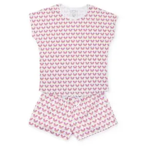 LILA AND HAYES Riley Pajama Short Set Pickleball Pink