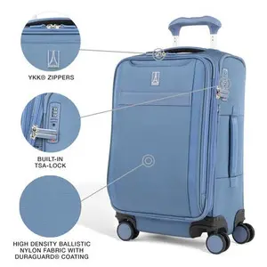 TRAVELPRO Versapack + Lightweight Softside Expandable 21" Carry On Spinner Luggage - Elemental Blue