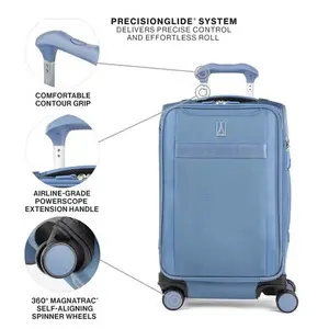 TRAVELPRO Versapack + Lightweight Softside Expandable 21" Carry On Spinner Luggage - Elemental Blue