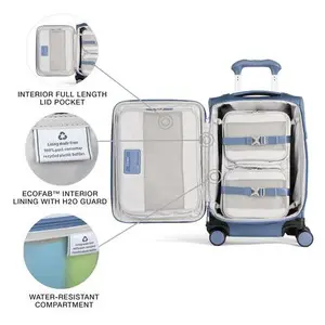 TRAVELPRO Versapack + Lightweight Softside Expandable 21" Carry On Spinner Luggage - Elemental Blue
