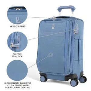 TRAVELPRO Versapack + Lightweight Softside Expandable 21" Carry On Spinner Luggage - Elemental Blue