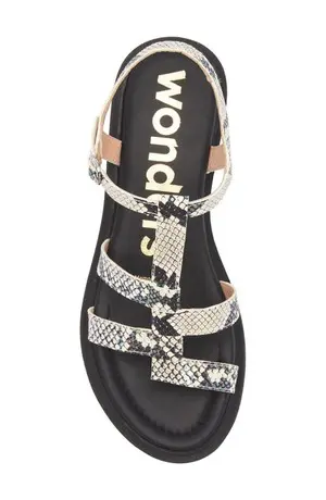 WONDERS Janet Strappy Sandals - Snake Off White